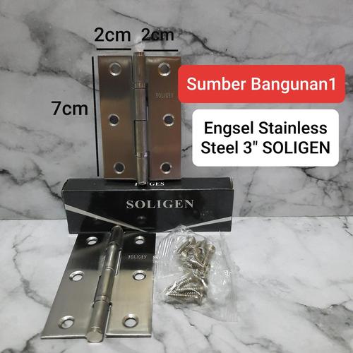 Jual Engsel Stainless 3" inch SOLIGEN engsel lemari pintu stenlis 3 ...