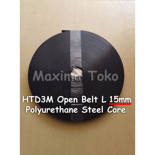 Jual HTD3M Timing Belt Open Loop PU Polyurethane 3M Lebar 15mm 15 mm Black - Harga Per 50CM ...