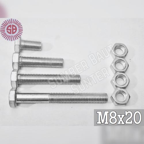 Jual M8x20 Baut Mur Hexagon Putih BMP Hex 8x20 Kunci 13 Galvanis - Jakarta Utara - Sumber Baut ...