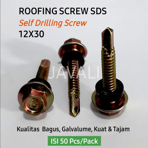 Jual Baut Skrup Atap / Roofing Screw Self Drilling Screw 12X30 isi 50 ...