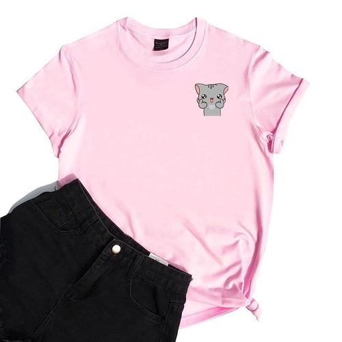 Jual kaos cute cat saranghae / kaos wanita / combed 30s - salmon, S ...