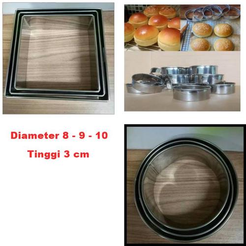 Jual Ring cutter bulat kotak Cetakan roti stainless diameter 8 - 9 - 10 ...