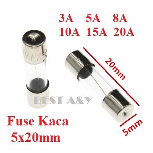 Jual Fuse Sekring Sikring Kaca Bening Tabung 5x20mm 3A 5A 8A 10A 15A 20A - 3A - Kab. Sidoarjo ...
