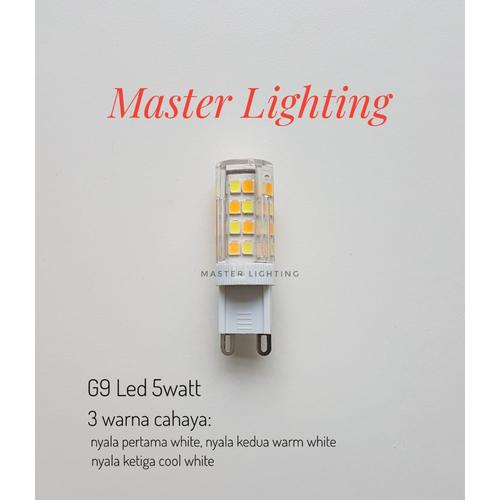 Jual Lampu Halogen Kacang led kaki 5W G9 3warna putih warm white cool ...
