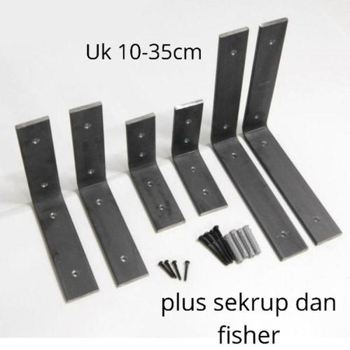 Jual Siku Besi Bracket Rak Ambalan Plat Dinding Ukuran 10x10 cm - Hitam ...