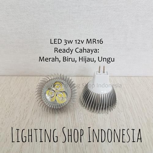 Jual F003 Lampu bohlam halogen led cup 3w merah biru hijau ungu ...