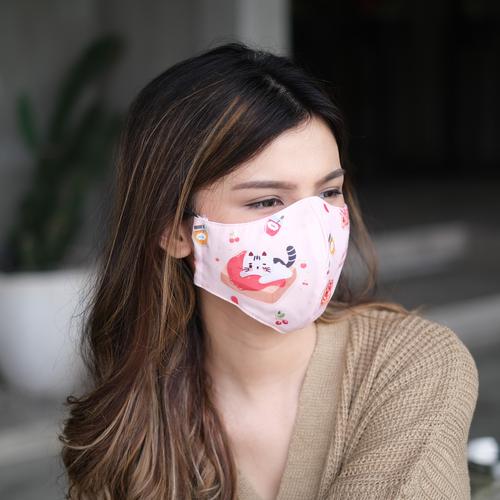 Jual Masker Katun Premium Motif Kucing (Pink) 3 lapis - Hijab dan Non ...