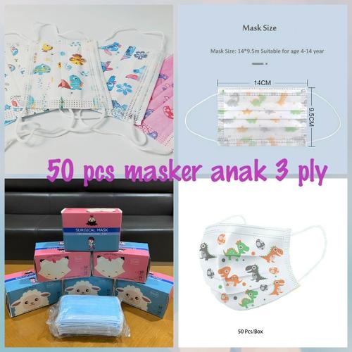 Jual 50 pcs masker kesehatan anak 3 ply - motif girl - Jakarta Pusat ...
