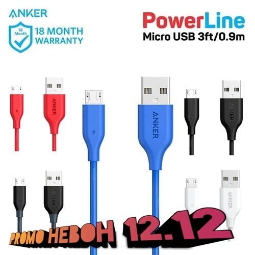 Jual Kabel Data ANKER PowerLine Micro USB Cable Charger 3ft/0.9m ...
