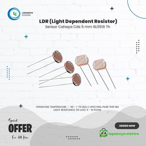 Jual LDR (Light Dependent Resistor) 5mm / Sensor Cahaya Gl5516 Th - Kab ...