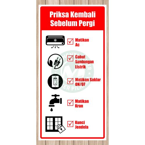 Jual Stiker priksa kembali sebelum pergi uk 10x20cm - Kota Tangerang ...