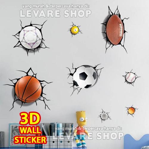 Jual 3D Wall Sticker Ball Bola di Tembok Retak - Stiker Dinding Tembok ...