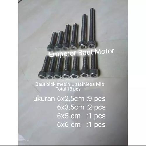 Jual Baut Blok Mesin L Set Stainless Mio - Jakarta Utara - Emperor Baut ...