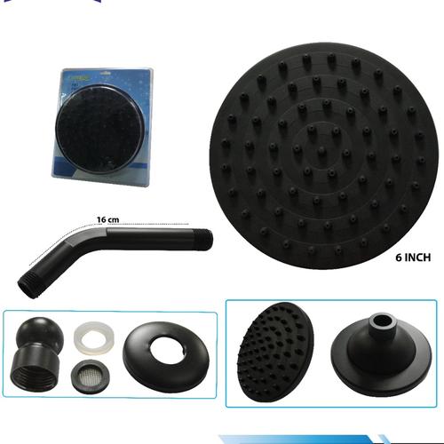 Jual WALL SHOWER HITAM 6 INCH / HEAD SHOWER BULAT HITAM 6INCH - Jakarta ...