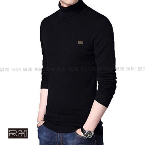 Jual sweater pria turtleneck/baju rajut turtle neck hitam ORI ...