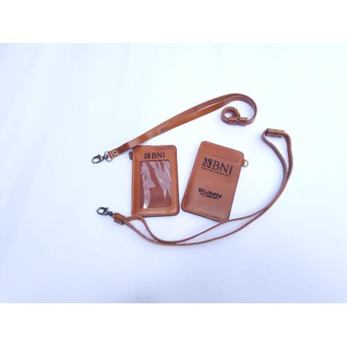 Jual Name Tag Id Card Holder Logo BNI Kulit Asli Free Lanyard - Kab ...