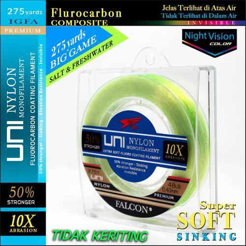 Jual Senar Pancing Falcon UNI 275 yards / 250 M Yellow Fluo Night ...