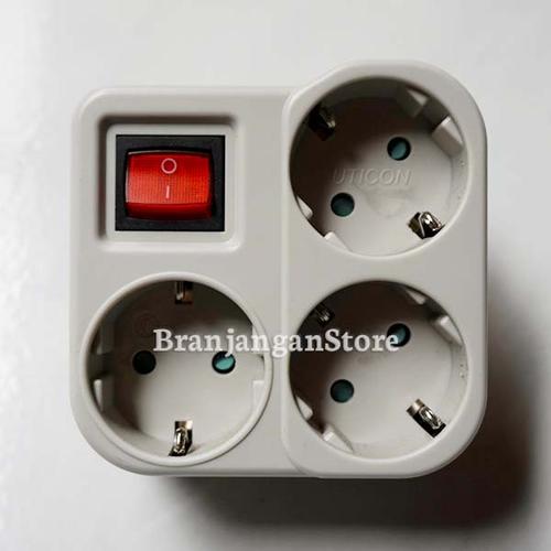 Jual Stop Kontak Outbow T 3in1 UTICON S-348 SW Grey / Colokan Listrik ...