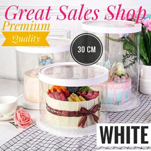Jual Cake Box Bulat Dus Kue Kotak Kue Transparant Mika PET Ukuran 30 CM ...