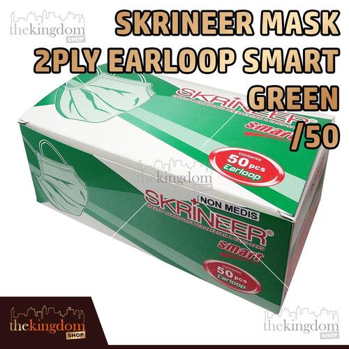 Jual Skrineer Mask 2Ply Smart Earloop Green /50 Masker Anti Debu Polusi ...