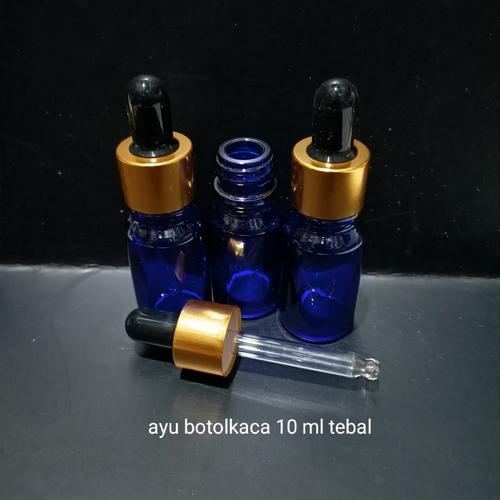 Jual botol kaca biru tebal pipet hitam 10 ml ring gold - Jakarta ...