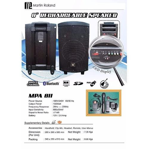 Jual Speaker Wireless Martin Roland PA system MPA-811 8inch ...