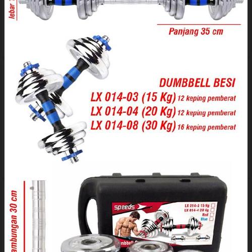 Jual Dumbel barbel SET CHROME 20KG SPEEDS+Stik sambungan dan box ...