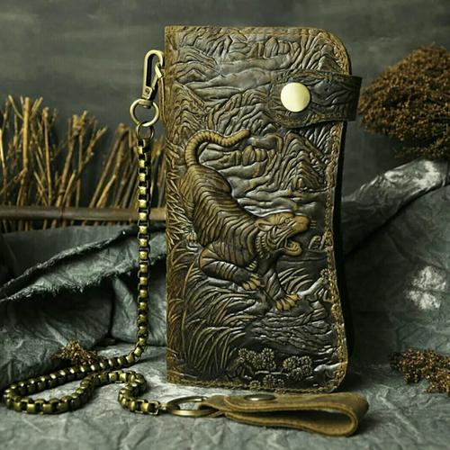 Jual Dompet TIGER 3D Emboss Vintage KULIT SAPI ASLI dg Rantai Import ...