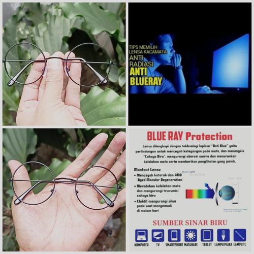 Promo kacamata bulat lensa anti radiasi blue ray komputer/hp/laptop ...