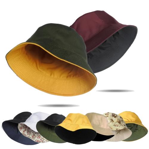 Jual Topi Bucket Hat Bolak Balik 2 warna Japan drill - Hitam - Kuning ...