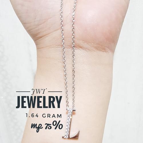 Jual LIONTIN EMAS PUTIH 75% HURUF L ALPHABET INITIAL BALOK LATIN ...