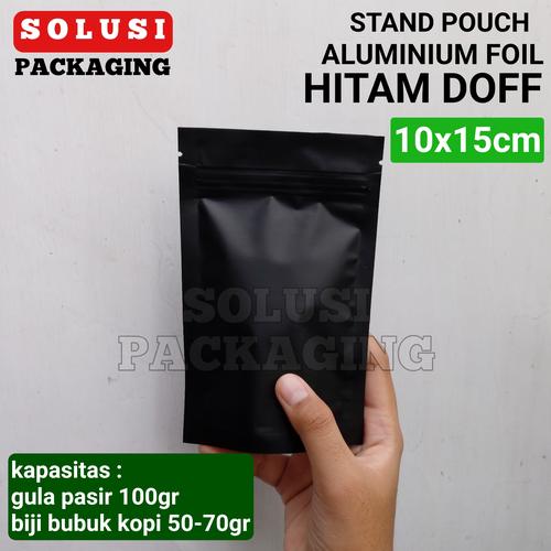 Jual STANDING POUCH HITAM DOFF 100GRAM 10x15 ALUMINIUM FOIL PLASTIK ...