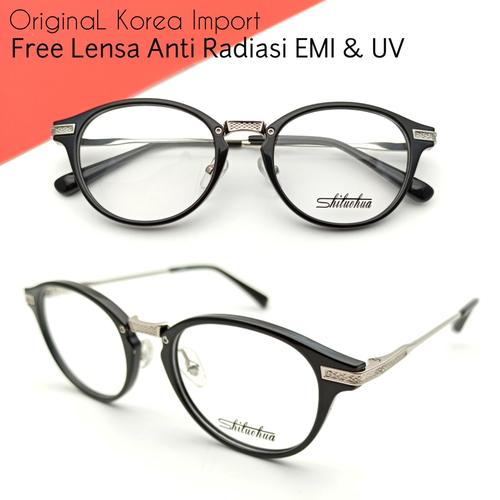 Jual Frame kacamata Original Korea oval Free lensa minus - Hitam Doff ...