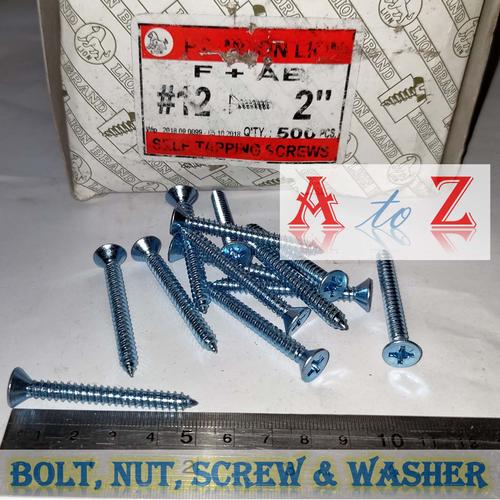 Jual skrup tapping FH (+) 12x 2 in/screw 12 x 2 inch/sekrup putih 12 x ...
