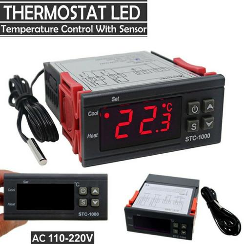 Jual Thermostat LED Digital Temperatur Control with Sensor Dual Relay ...