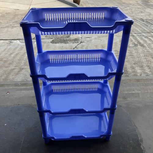Jual Rak salon susun empat/rak serba guna/rak plastik susun 4 - Biru ...
