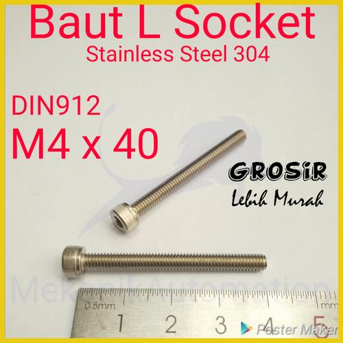 Jual Baut L M4 x 40 SUS304 - Jakarta Timur - Mekanikautomation | Tokopedia
