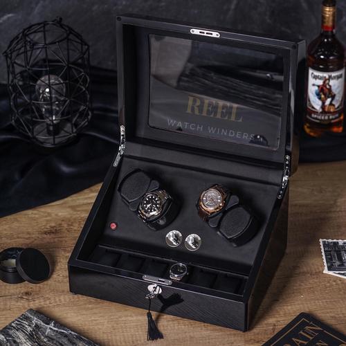 Jual New Version! REEL Watch Winder PHANTOM (4+6) Elegant Piano Black ...
