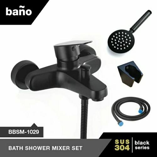 Jual Kran bath tub + shower set hitam / keran mixer panas dingin shower ...