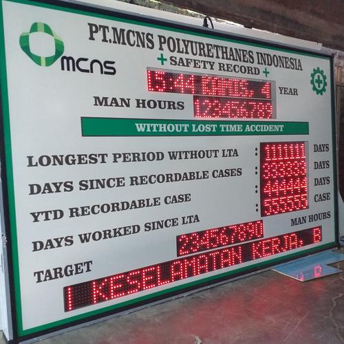 Jual HSE Board Digital 200x100 - Papan info Kecelakaan Kerja Safety K3 ...