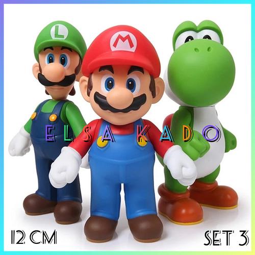 Jual Action Figure Mario Bross Set isi 3 Bros Yoshi Luigi - Q. 17CM ...
