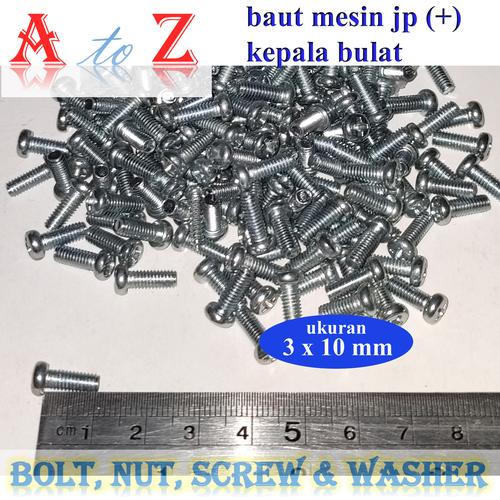 Jual baut mesin jp (+) 3x10mm/machine screw/skrup/sekrup jp (+) 3 x10 ...