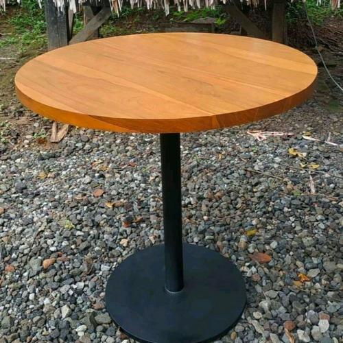 Jual Meja Bar Bulat meja Cafe Bulat Kayu Jati Combinasi Plat Besi Al ...