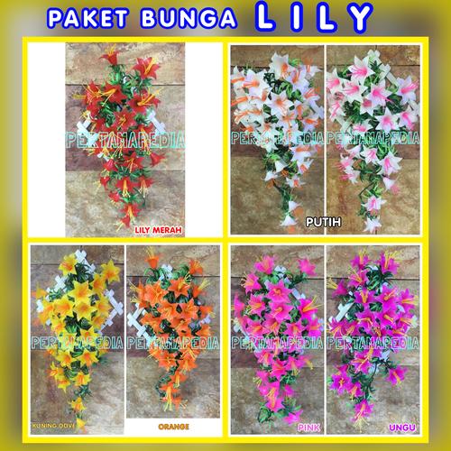 Jual Paket Bunga Plastik Lily/Daun Rambat Plastik/Rumput Plastik/Bunga ...
