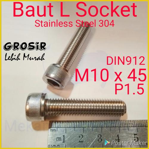 Jual Baut L M10 x 45 P1.5 SUS304 - Jakarta Timur - Mekanikautomation | Tokopedia
