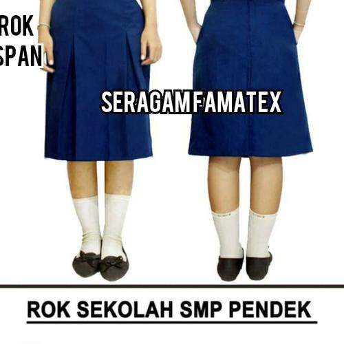 Jual ROK SERAGAM SMP BIRU SPAN PENDEK SIZE (S-5L) - Biru SMP, S ...