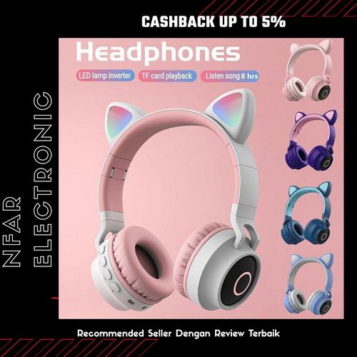 Jual Headset Bluetooth Bando Motif Kucing Headphone Lucu Untuk Anak ...