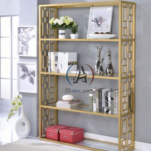 Jual rak kaca industrial gold/rak susun kaca gold/rak pajangan mewah ...