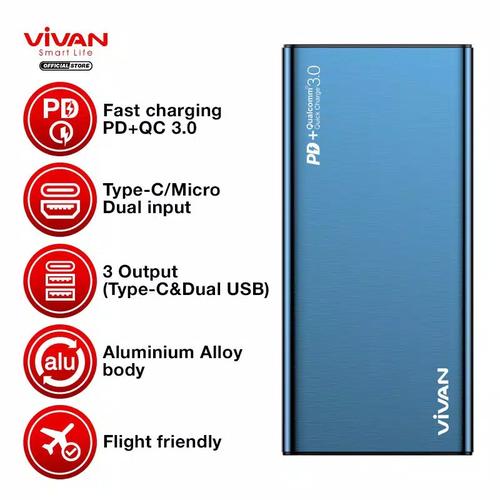 Jual POWER BANK VIVAN 10000mAh VPB F10S QUICK CHARGE ORIGINAL GARANSI ...