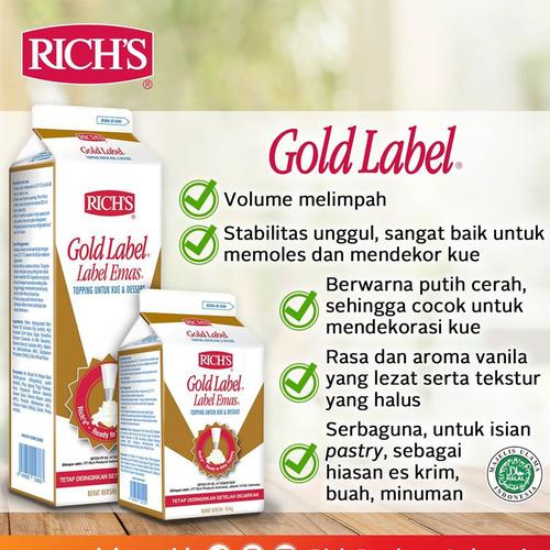Jual Whipped Cream Richs / Gold Label Emas Richs 907 Gr / Gold Label ...